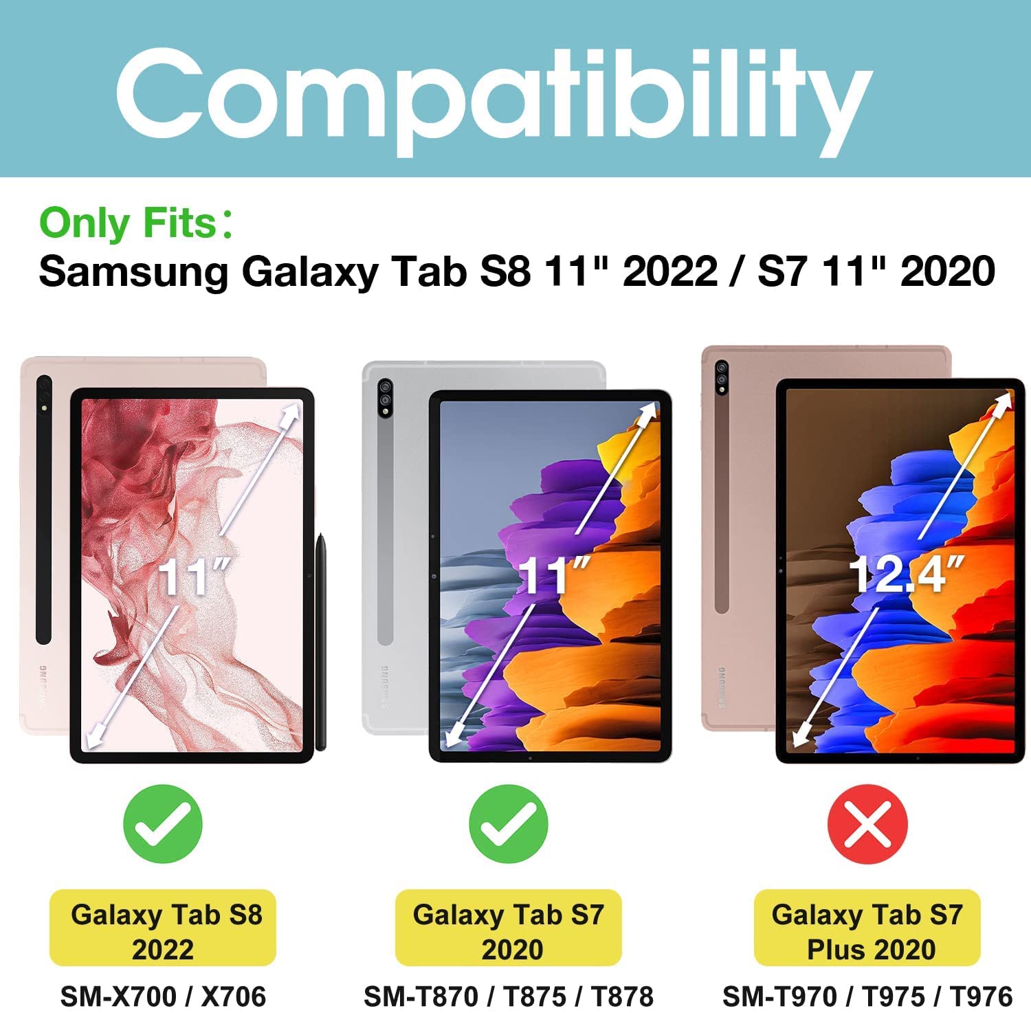 ProCase Galaxy Tab S8 / Tab S7 11 inch Keyboard Case SM-X700 X706 SM-T870 T875 T878, Slim Lightweight Protective Cover with Magnetically Detachable Wireless Keyboard -Black