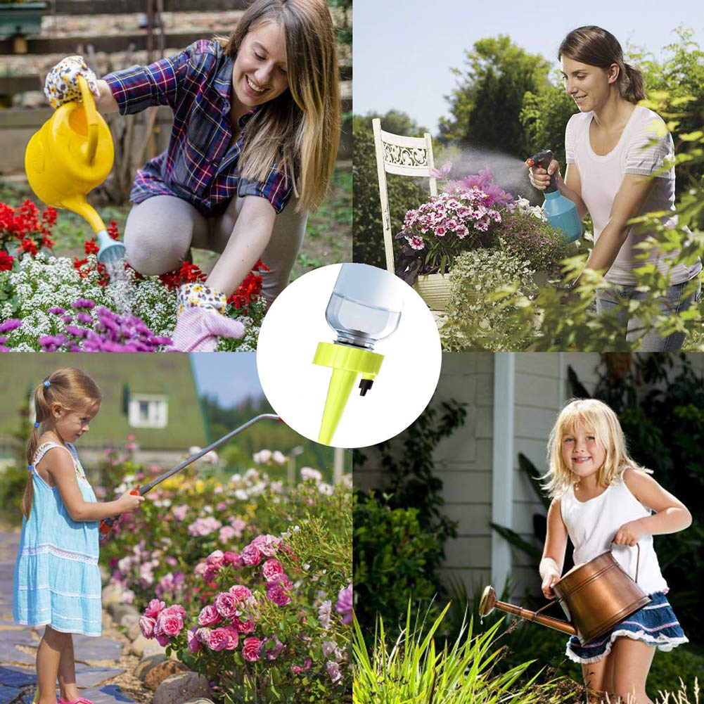 DFYOUHOME® Automatic Plant Self Watering Devices Spikes Irrigation Drippers with Slow Release Control Valve Switch for Vacation to Care Your Home Plants, Flower beds, Vegetable Gardens, Lawn (12PCS)