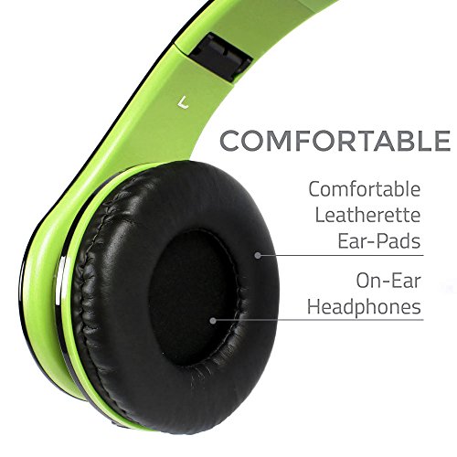 BESTGOT Kids Headphones BG6002 Children Headphones for Kids Boys Adult with Microphone Volume Control Foldable Headset with 3.5mm Plug Removable Cord (Black/Green)
