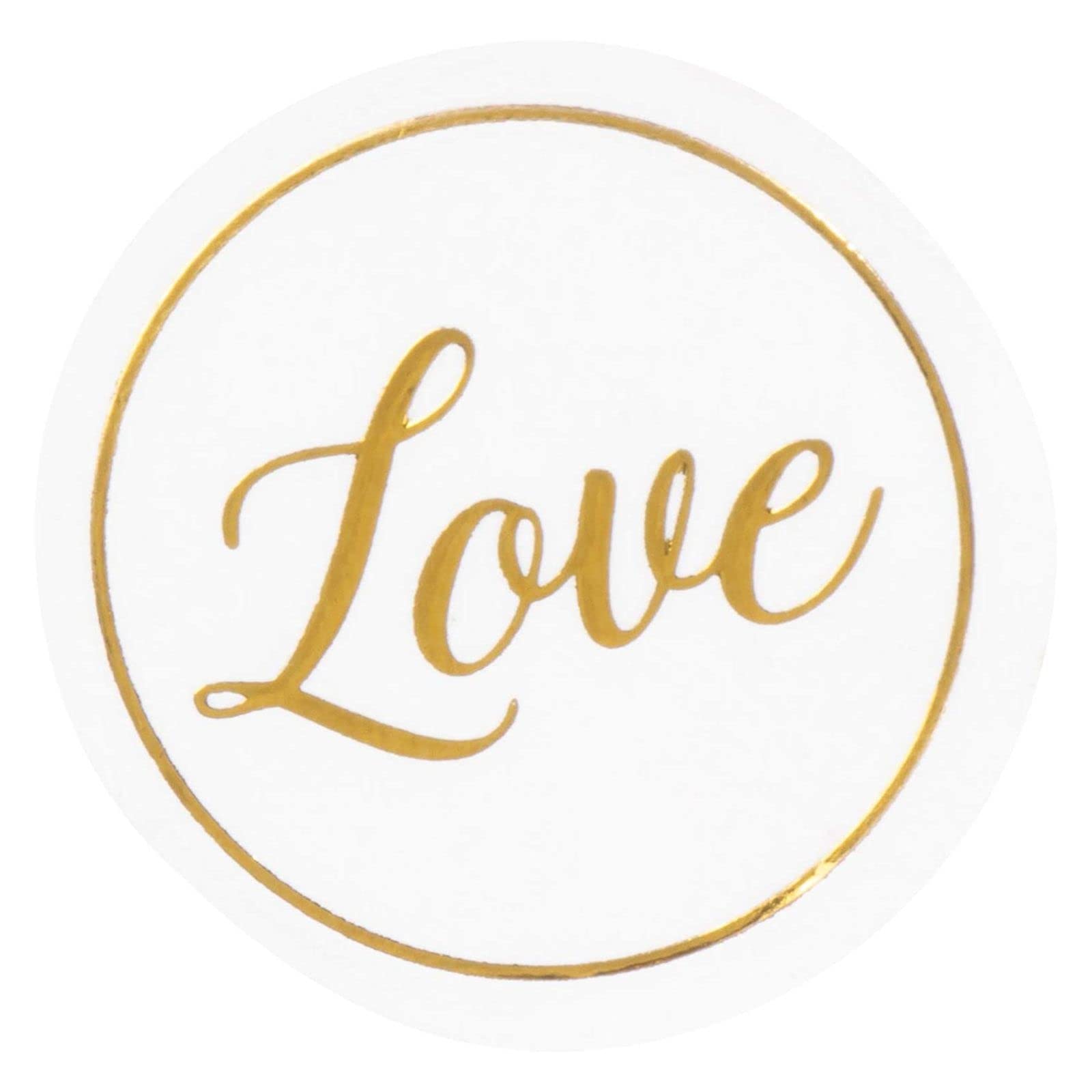 Clear Stickers - 200-Count Wedding Stickers, Gold Envelope Seal Stickers with Love, Adhesive Label for Bridal Shower Invitation, Wedding Invite, Birthday Card, 1 Inches Diameter