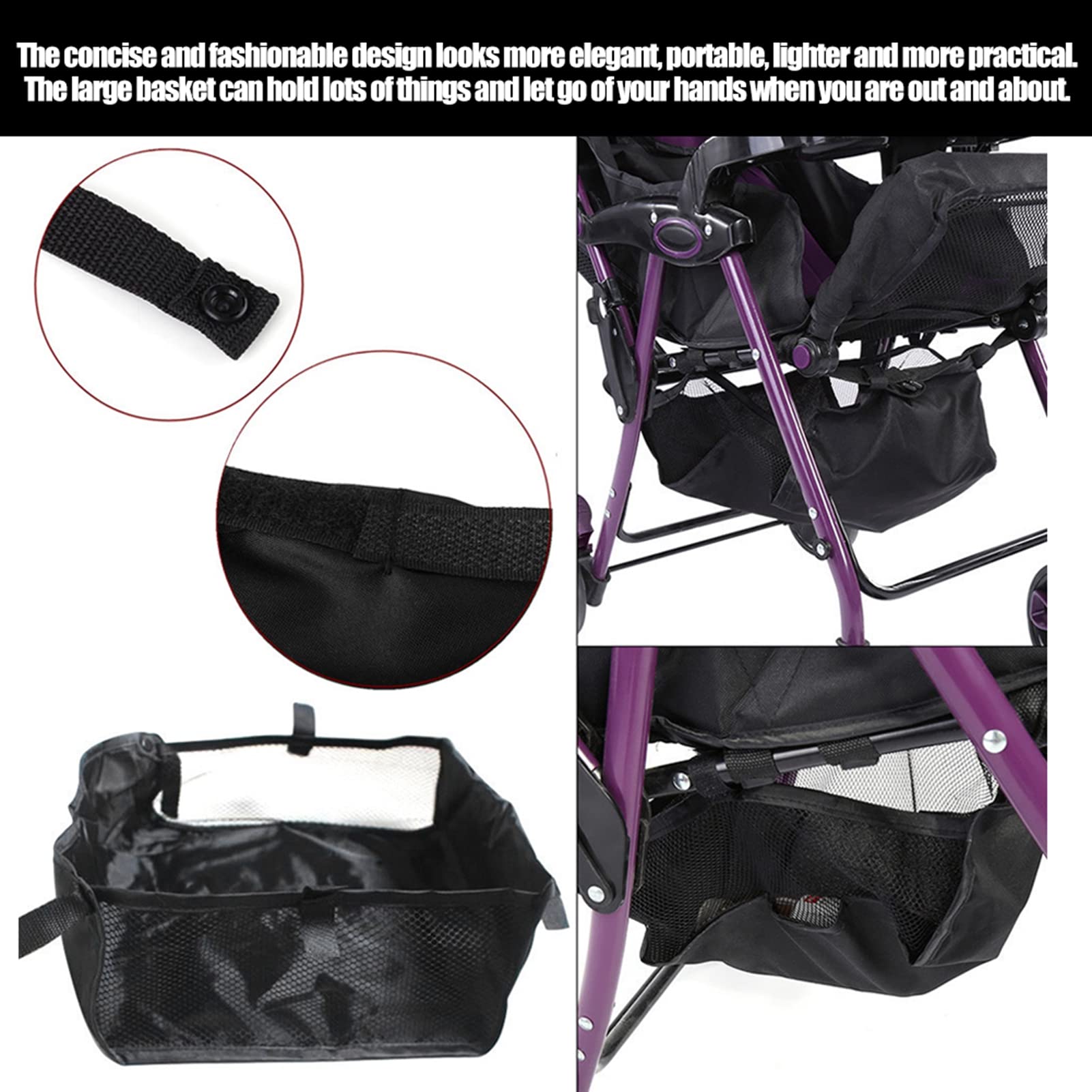 Baby Stroller Pram, Bottom Basket Infant Pushchair Shopping Storage Case Organizer Bag, 11.8 x 9.8 x 3.9Inch