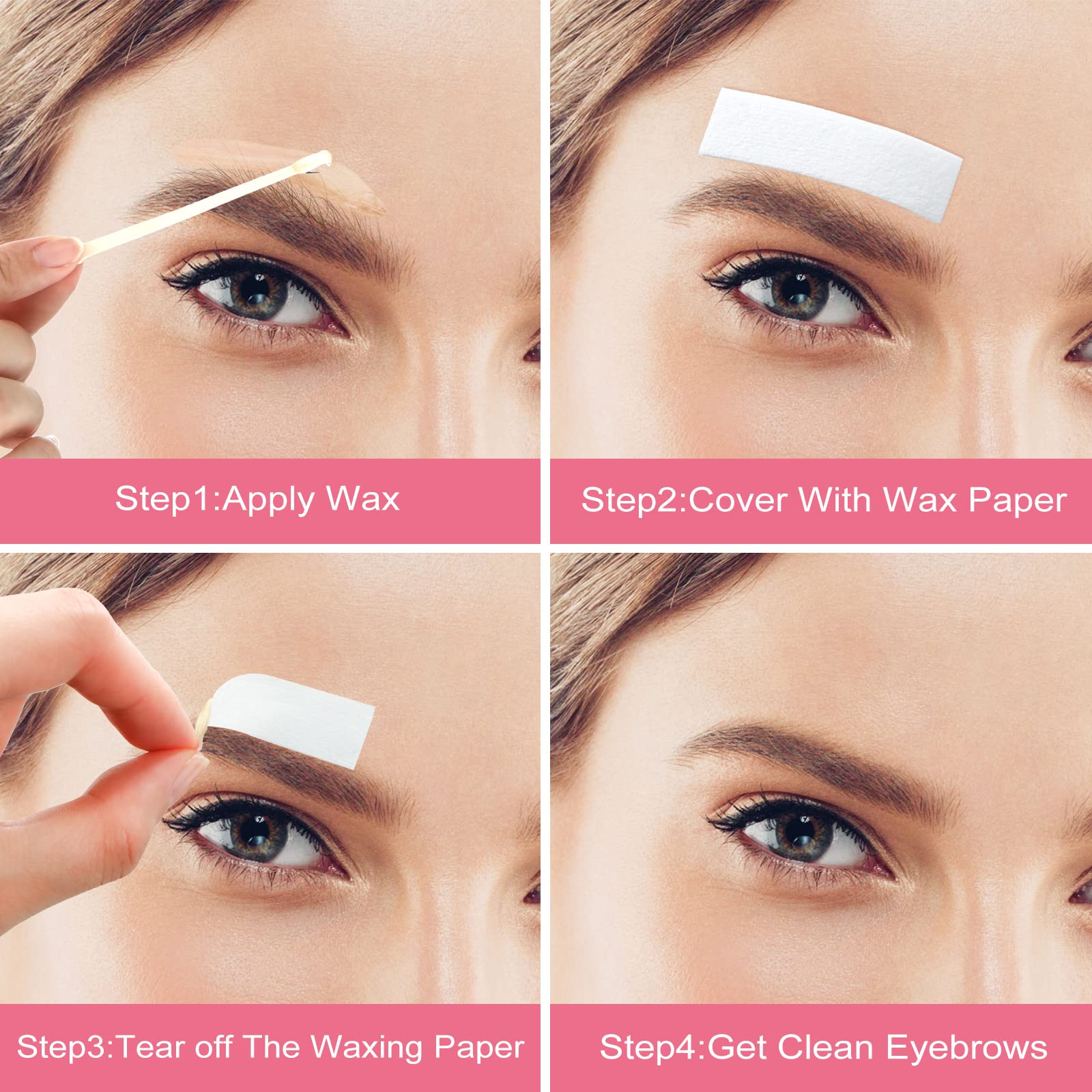 800 Pcs Eyebrows Wax Strips Non Woven Waxing Strips Hair Removal Wax Paper Facial and Body Epilating Strips for Girls Women Men