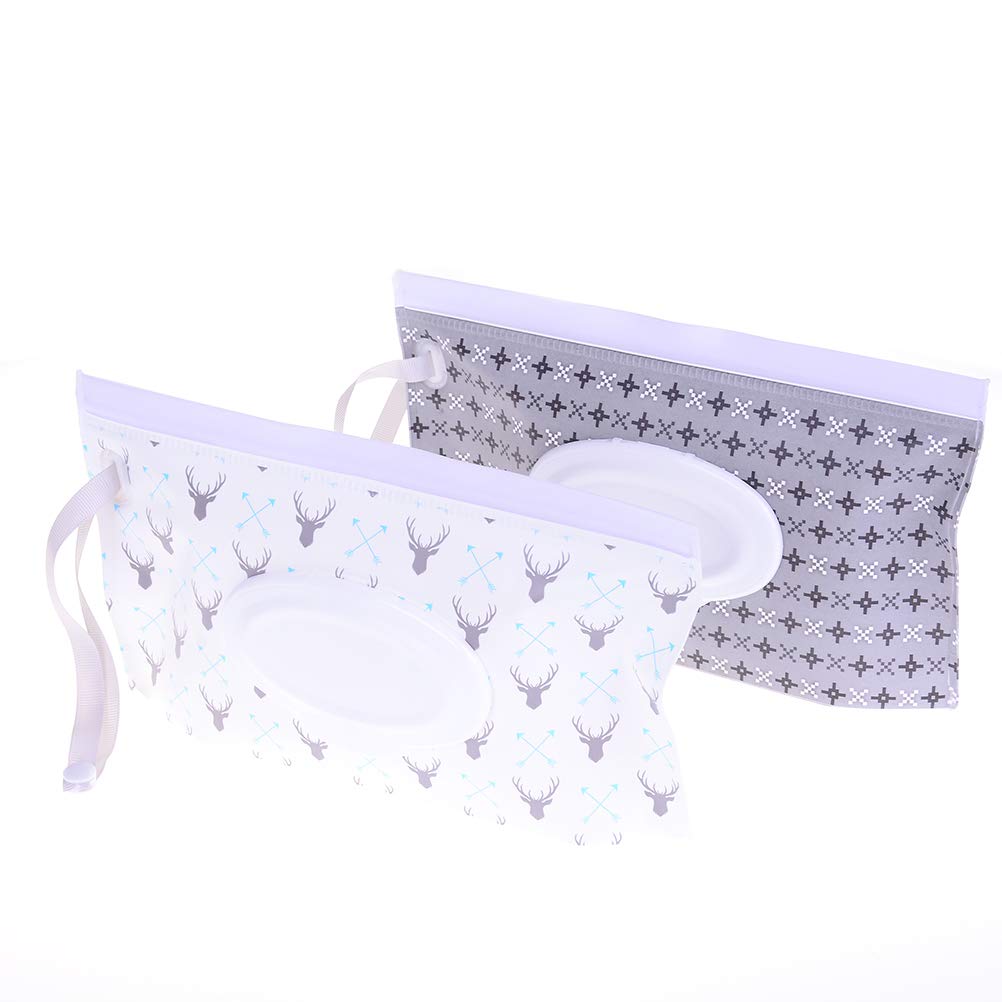 Baby Wet Wipe Pouch Bag Travel Wipes Case Reusable Refillable Wet Wipe Bag Cases Portable Travel Wipes Dispenser Wipe Pouches