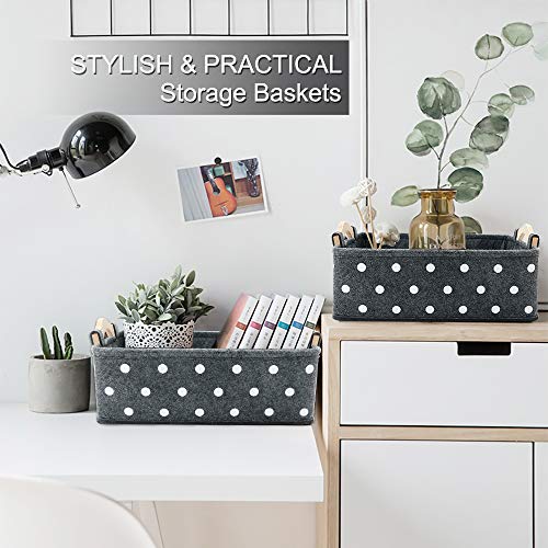 Oubra Small Baskets for Shelves Felt Fabric Storage Baskets for Closet Decorative Collapsible Baskets for organizing Clothes, Toys, Books, Empty Gift Basket