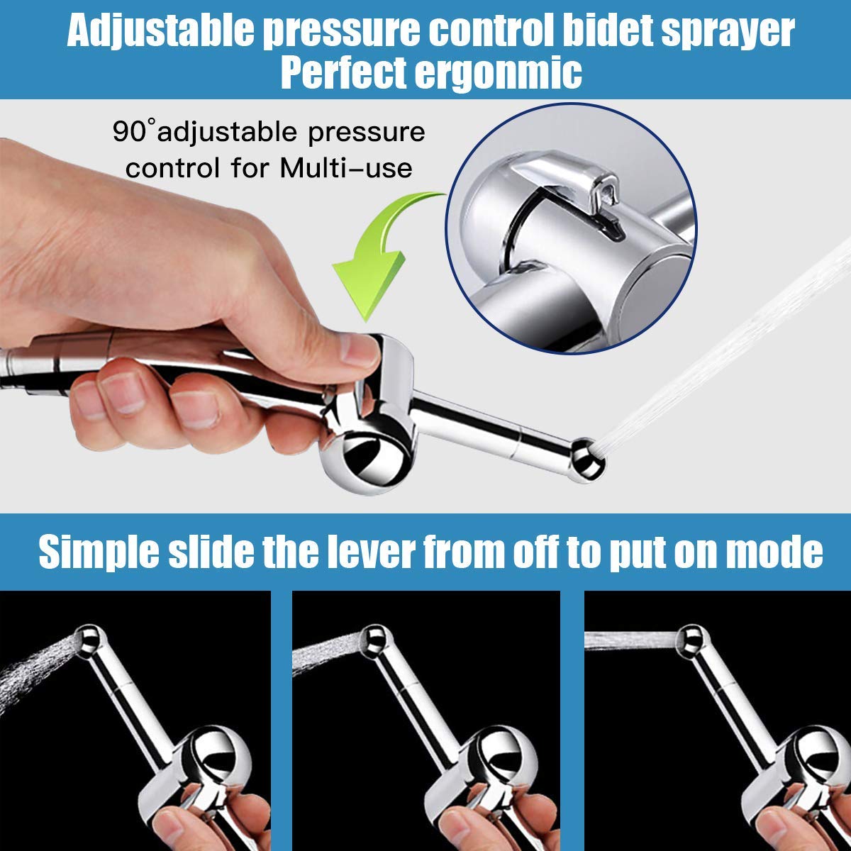 7 Holes Shower Head Hand Held Bidet Sprayer for Toilet, Bidet Attachment with Precision Pressure Control Jet Spray - Ergonomic Handheld Bidet for Toilet - Bidet Sprayer, Hook up and Hose Set