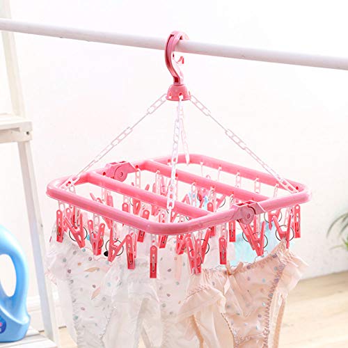 Clip and Drip Hanger, Multi-Function Clip and Drip Drying Rack, Household Tools Clothes Drying Racks for Socks for Underwear(Pink)
