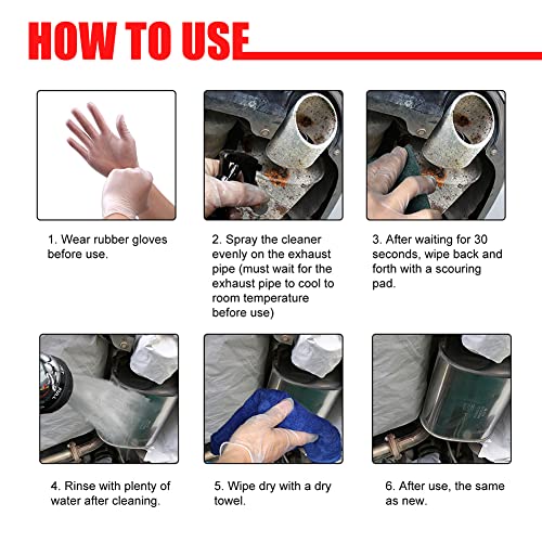 5PCS Car Wash Cleaning Tools Set, Rust Remover for Metal Spray Car Exhaust Pipe Cleaner Metal Surface Rust Remover Motorcycle Exhaust Pipe Maintenance Rust Removal Spray Set