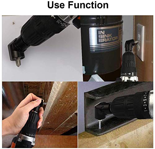 3 Pcs Power Drill Sockets Adapter Sets,360°Rotatable Hex Shank Impact Driver Socket Adapter 1/4" 3/8" 1/2" Impact Driver Adapter and 1Pcs Right Angle Drill 105 Degree Right Angle Screwdriver set Drill