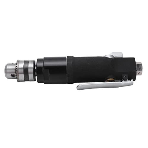 3/8in Air Drill with 3 Jaw Chuck Straight Handle Reversible Adjustable Speed Pneumatic Drilling Tool 900rpm CW CCW(European Style)