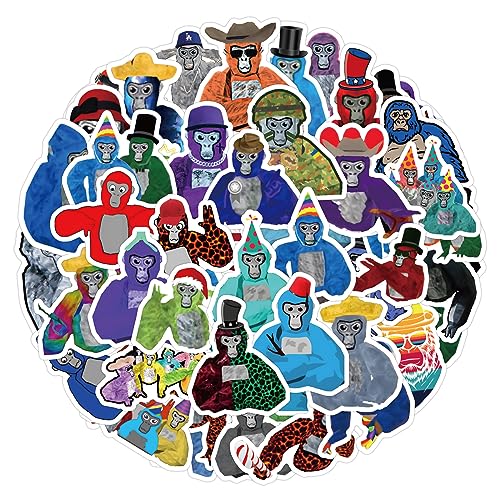60Pcs Gorilla Tag Stickers Pack, Funny Game Aesthetic Vinyl Waterproof Sticker Decal for Water Bottle,Laptop,Phone,Skateboard,Scrapbooking Gifts for Kids Teens Adults for Party Supply Decor…