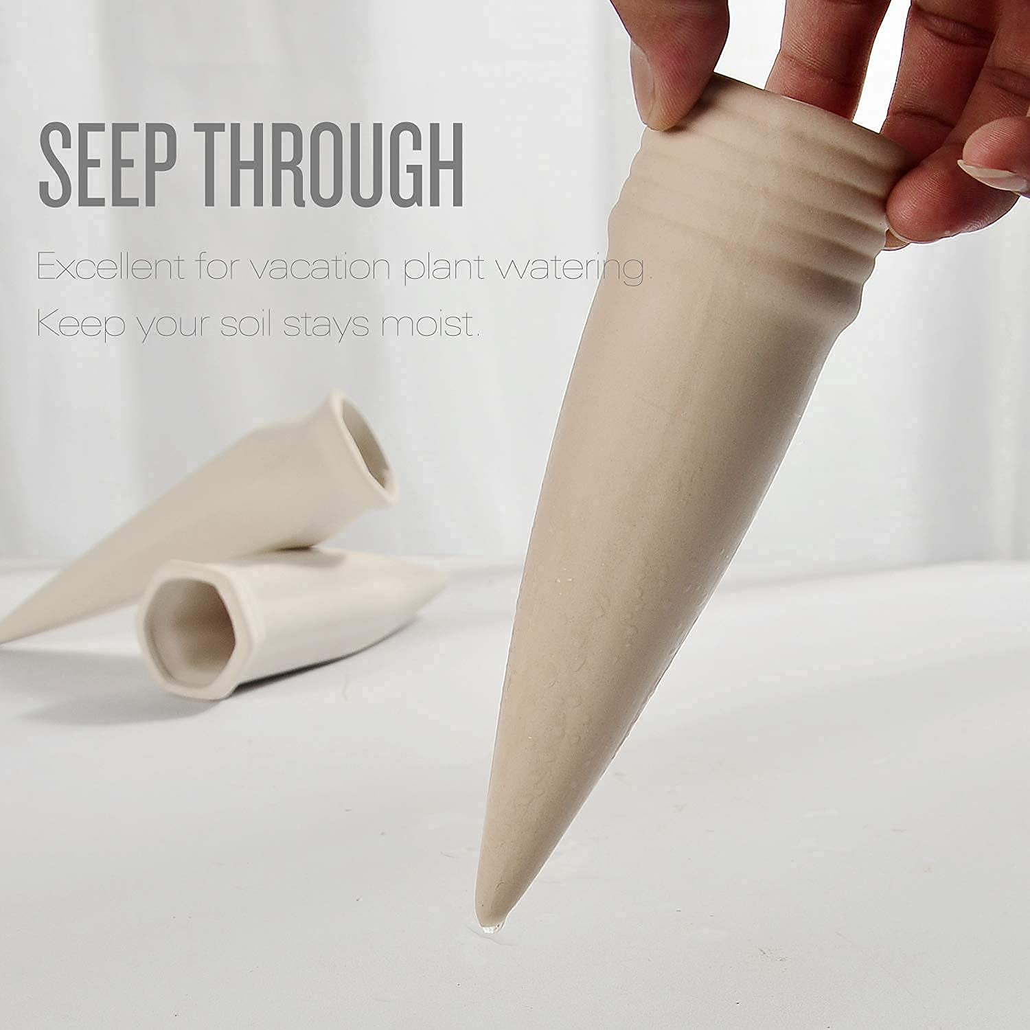Slow Seep White Terracotta Vacation Plant Waterer 8 Pack Self Watering Stakes for Outdoor and Home Plants