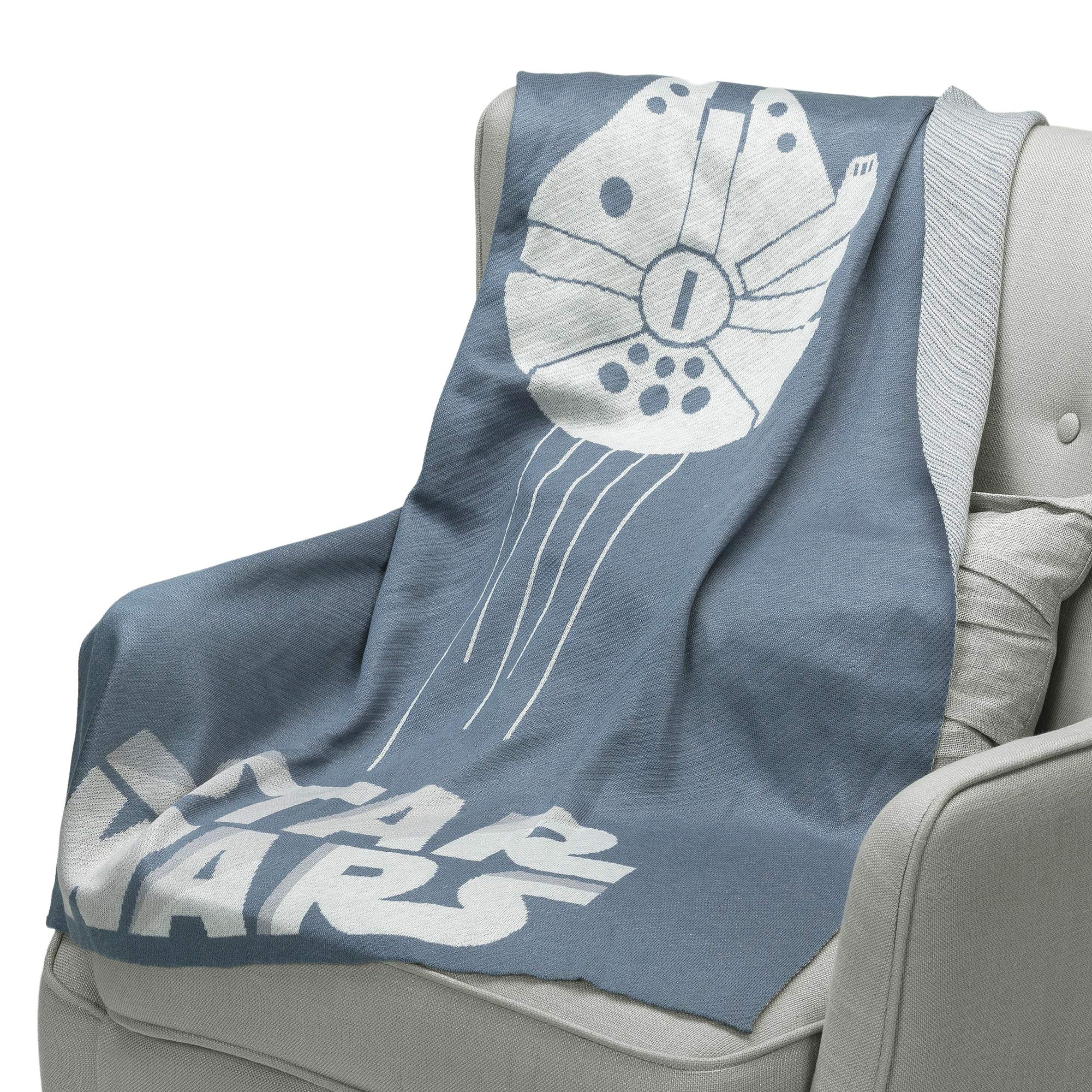 Lambs & Ivy Star Wars Signature Millennium Falcon Blue/Gray Knit Baby Blanket