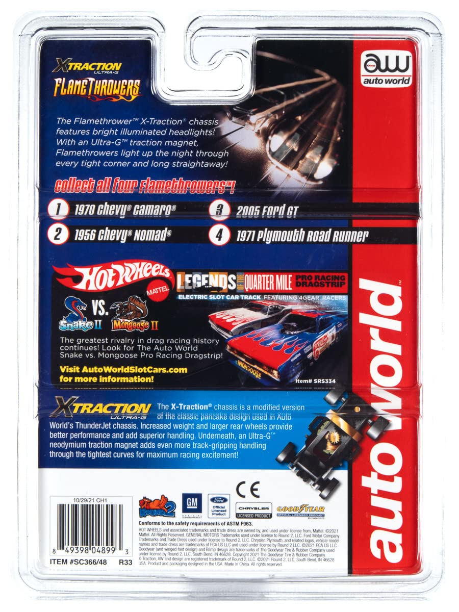 Auto World Xtraction Flamethrower R33 1970 Chevrolet Camaro (Orange) HO Scale Slot Car
