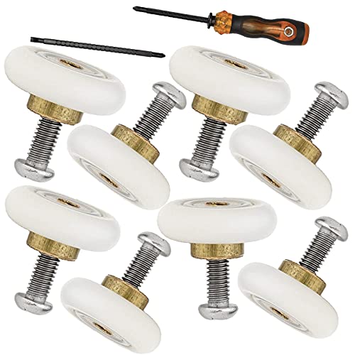 4 PCS Shower Door Rollers&1PCS Dual Purpose Telescopic Screwdriver，Roller Diameter 19/23/25/27mm, for The Bathroom Pan Glass Sliding Door Pulleys/Runners/Wheels,Stainless steel-4PCS (Pulley 19mm)