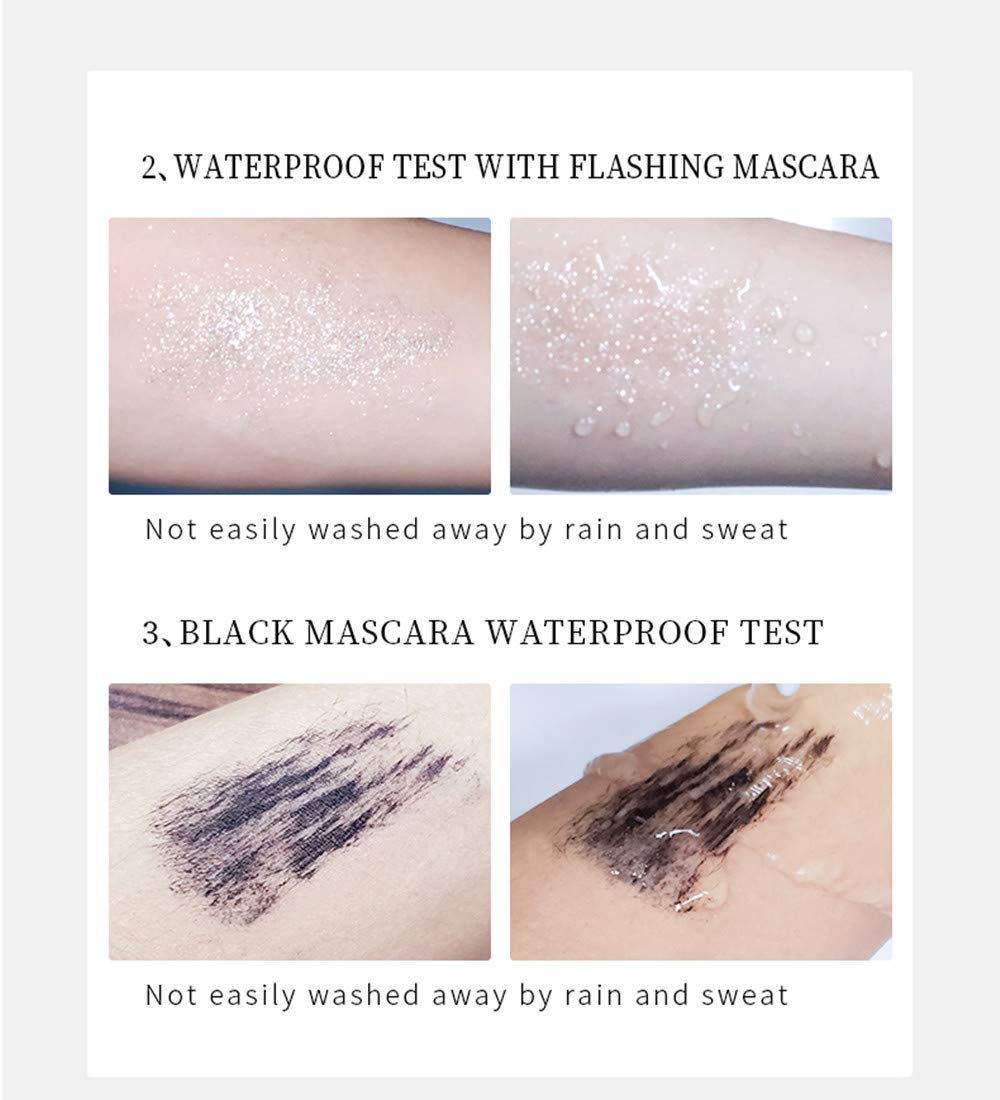 MiDenso 4D Lash Mascara Silk Fiber Eyelash Mascara Waterproof Thicker Longer Voluminous Eyelashes Makeup Long Lasting Glitter Eyelash Double Head 2 Effect and Natural