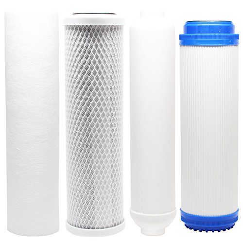 4-Pack Replacement Filter Kit Compatible with Water Filter Tree WFT-RO4 RO System - Includes Carbon Block Filter, PP Sediment Filter, GAC Filter & Inline Filter Cartridge - Denali Pure Brand