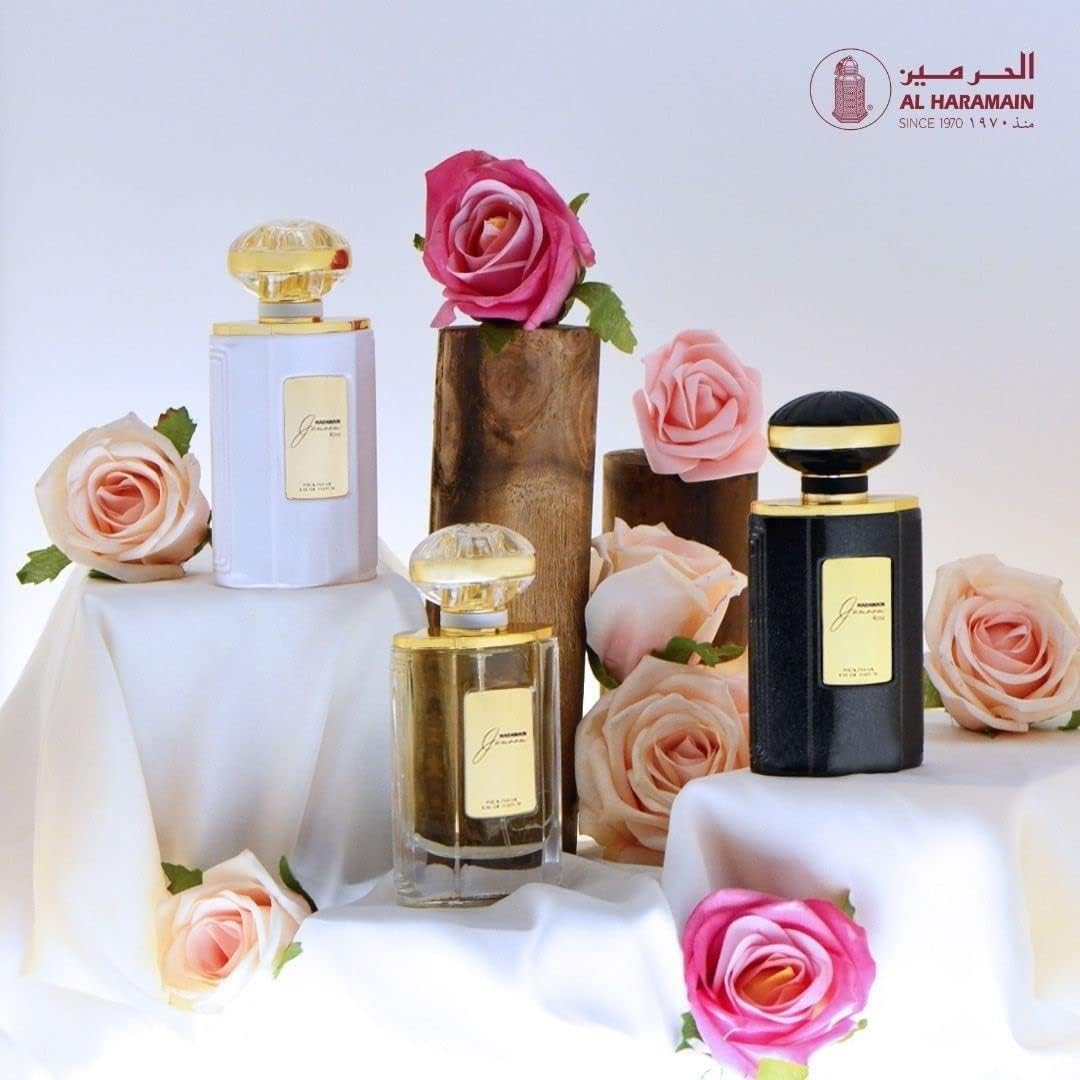 Al Haramain Junoon Noir for Women - Arabian Perfume - Long Lasting Arabic Perfume - Oriental Floral Fragrance - Femme Eau de Parfum - 2.5 oz