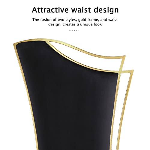 ACEDÉCOR Dining Room Chairs, Black Velvet Upholstered Dining Chairs, Modern Dining Chairs with Gold Legs, Black high-Back Dining Chairs Set of 2