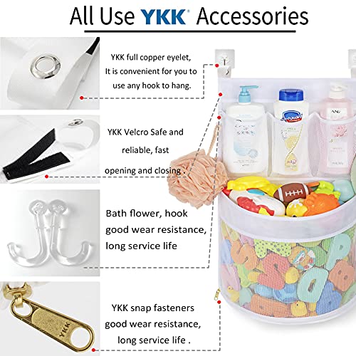 Baby Bath Toy Organizer, quick drying, and mould proof, Multiple-Suspension Bath Toy Holder, Large Capacity Multi Use Bathtub Toy Storage Bag(1 Large, White)