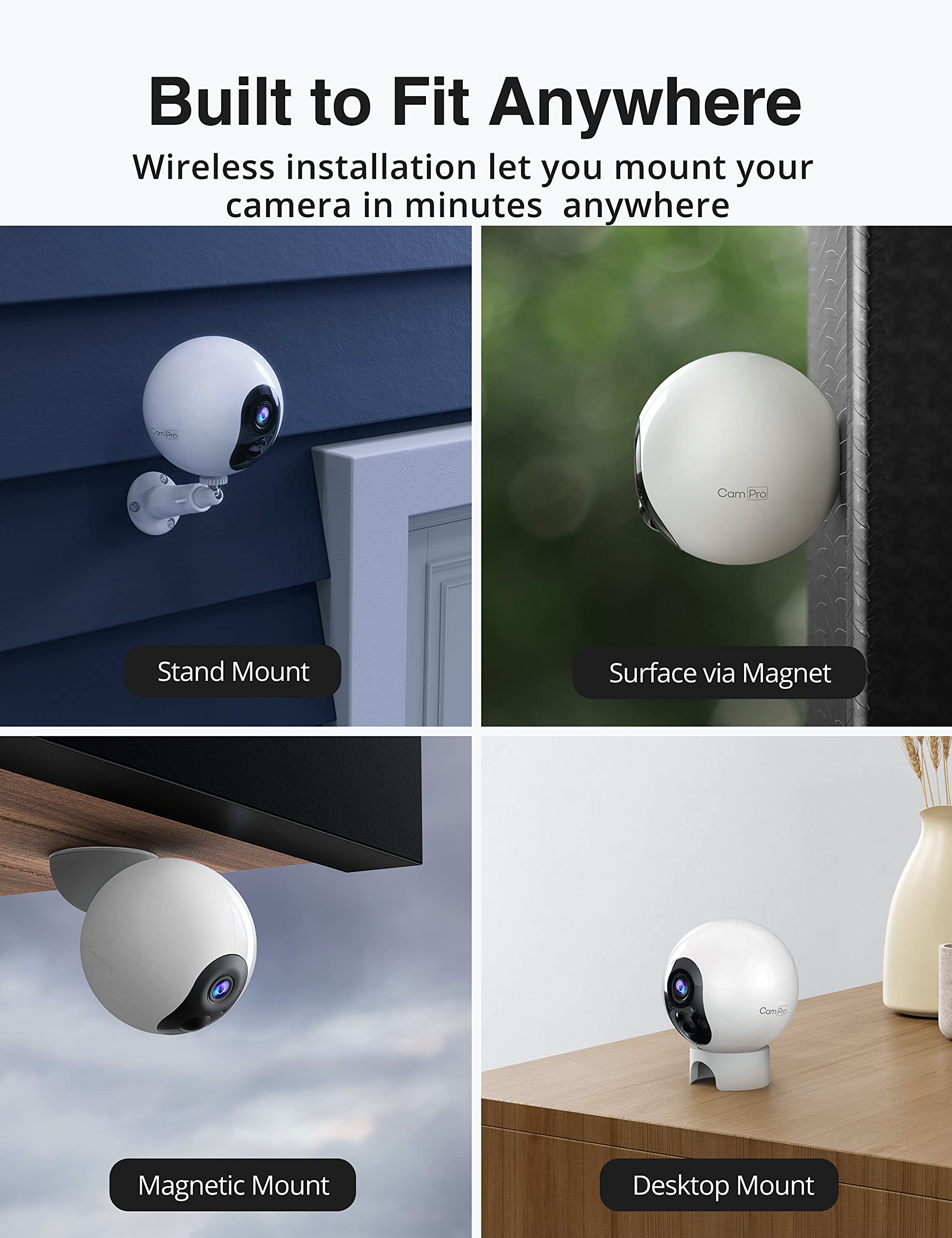 5-Star Compatible Inkjet Cartrige Security Camera Wireless Outdoor, Add on Camera for VA-HS003,WiFi Battery Indoor&Outdoor Camera, IP66 Waterproof, IP Cam with Two-Way