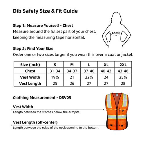 Dib Safety Vest for Women with Pockets, Mesh Reflective Vest High Visibility, ANSI Class 2 Made with 3M Reflective Tape, Orange and Black S