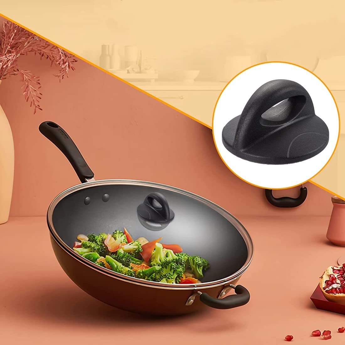 2 Pcs Universal Pot Lid Knob, Pot Lid Handle Replacement Knob, Kitchen Cookware Heat Resistant Pot Knob, Easy Grip Lid Handle, Compatible with Kitchen Cookware Casserole Glass Saucepan Kettle