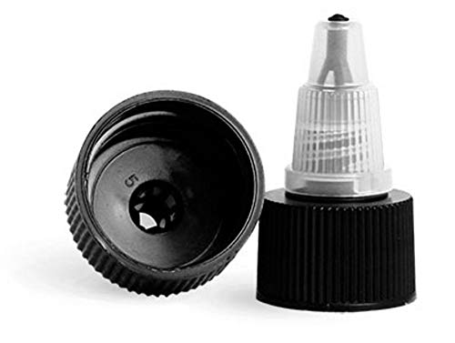 Premium Essential Oil 8 Ounce Cosmo Round Bottles, PET Plastic Empty Fillable BPA-Free, with Black/Natural Twist Caps (Pack of 12) (Amber)
