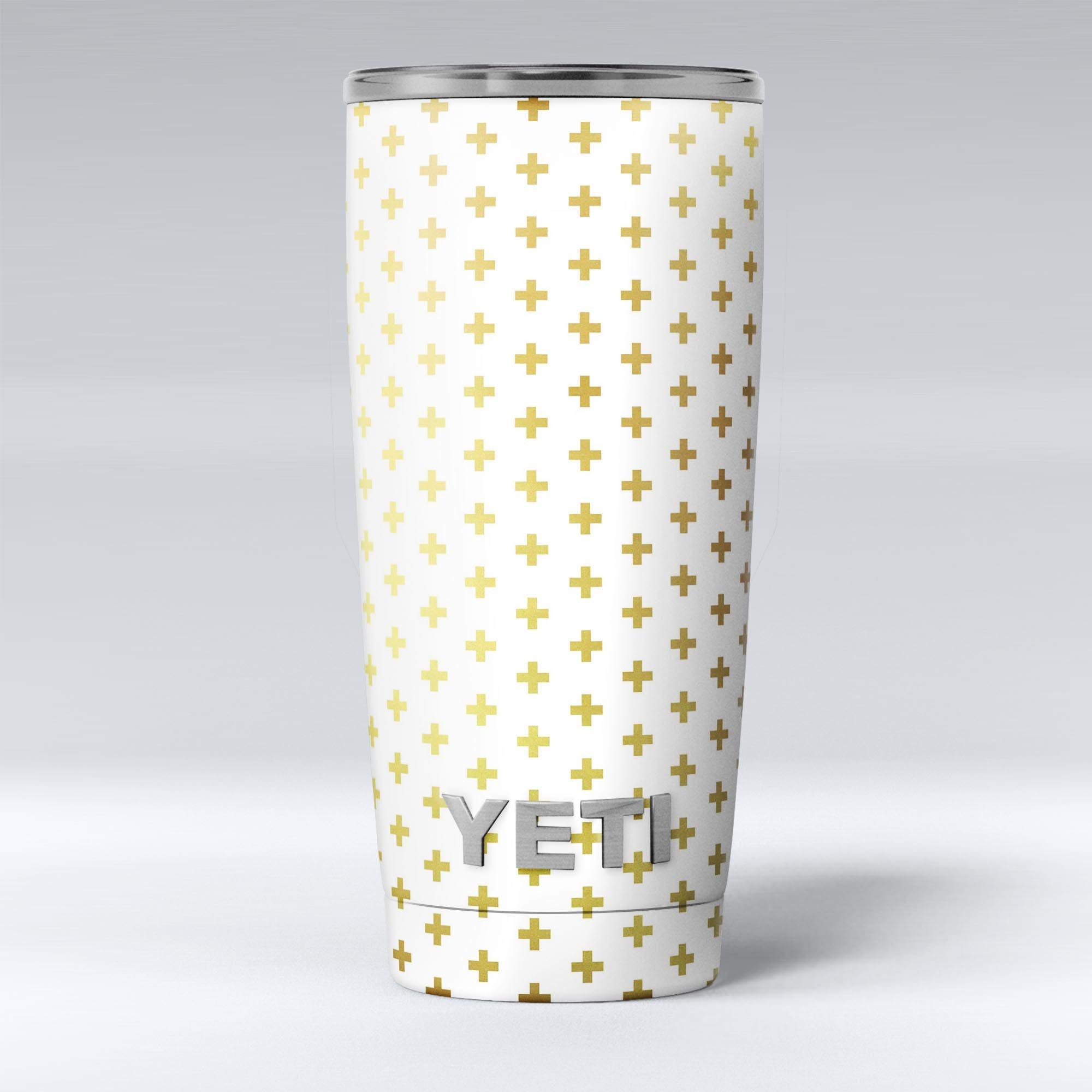 Design Skinz The Gold Mirco Cross Pattern - Skin Decal Vinyl Wrap Kit Compatible with The Yeti Rambler Cooler Tumbler Cups