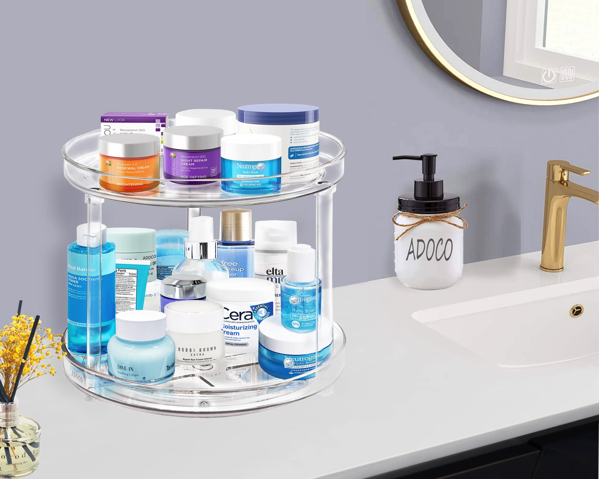 2 Tier Lazy Susan Organizer, Set of 2, 9.25inch and 10.6inch