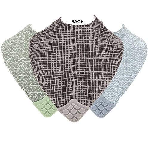 Baby Bibs - 3 Pc Muslin Bibs - Reversible 100% Natural Cotton Teething Bib - Baby Bibs For Girls And Boys, Baby Essentials