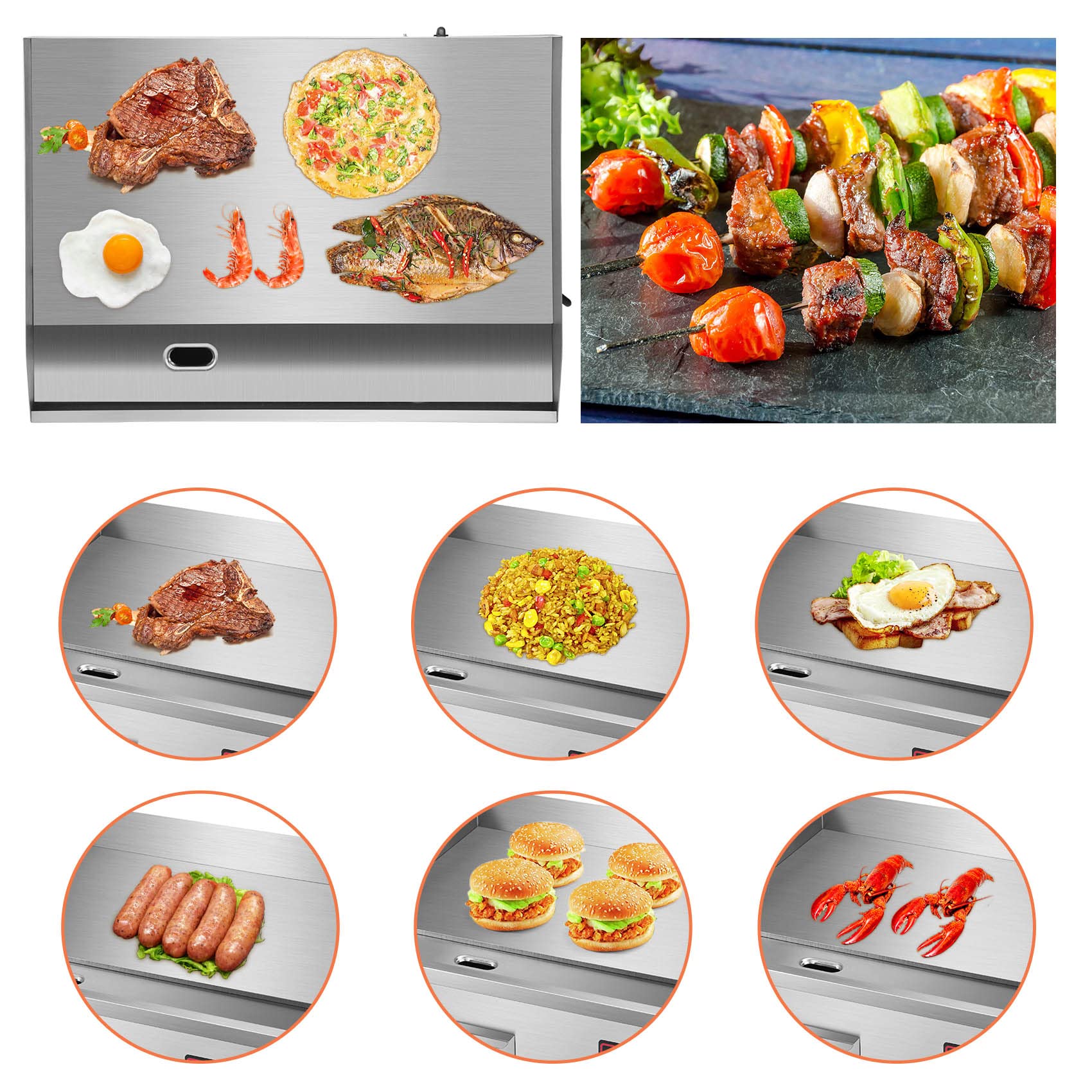 PNKKODW 3000W Commercial Griddle,22βx14β Electric Griddles Grill,Commercial Flat Top Griddle Countertop Griddle Hot Plate Kitchen Stainless Steel Restaurant Grill with Griddle Accessories