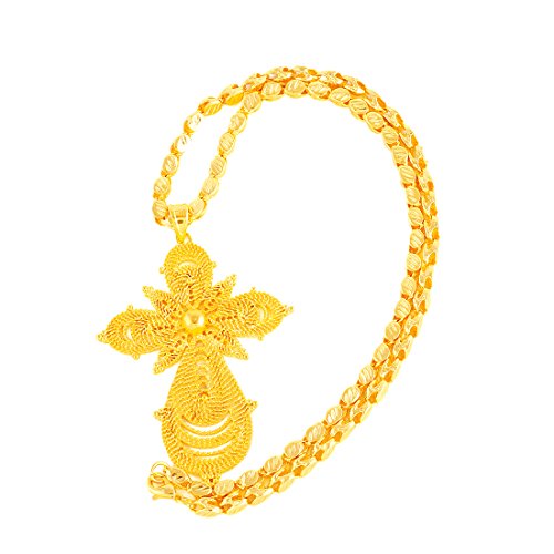 18K Gold Plated Ethiopian Cross Pendant with Ethiopian Handmade Chain Eritrea Items