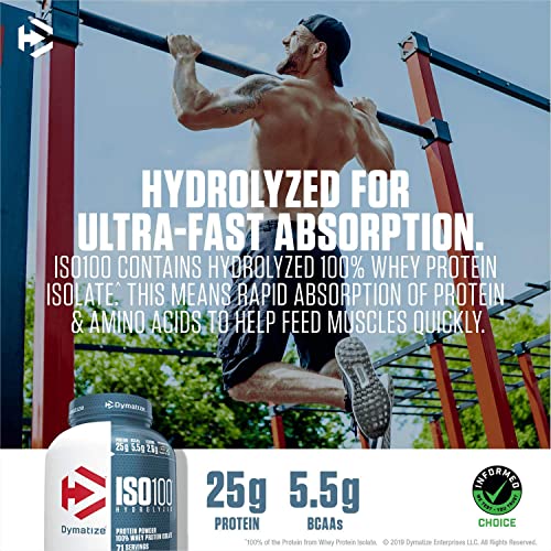 Dymatize ISO100 Hydrolyzed Protein Powder, 100% Whey Isolate Protein, 25g of Protein, 5.5g BCAAs, Gluten Free, Fast Absorbing, Easy Digesting, Cookies and Cream, 5 Pound