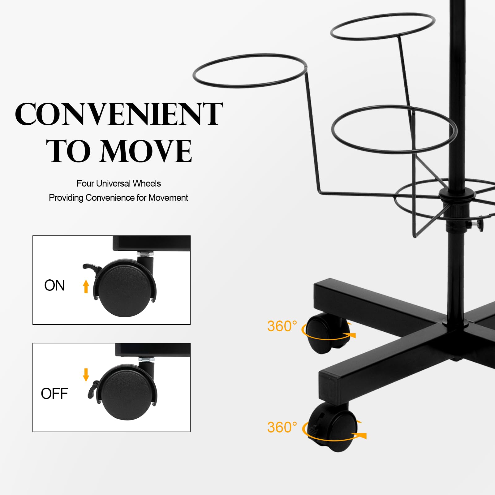 7 Tiers Rotating Hat Display Rack Stand w/ 35-Hooks Hat,Free Standing Hat Holder Storage Organizer,Floor Stand Display Holder Headwear Retail Store Black Hat/Wig/Cap Hanger Rack with Wheels