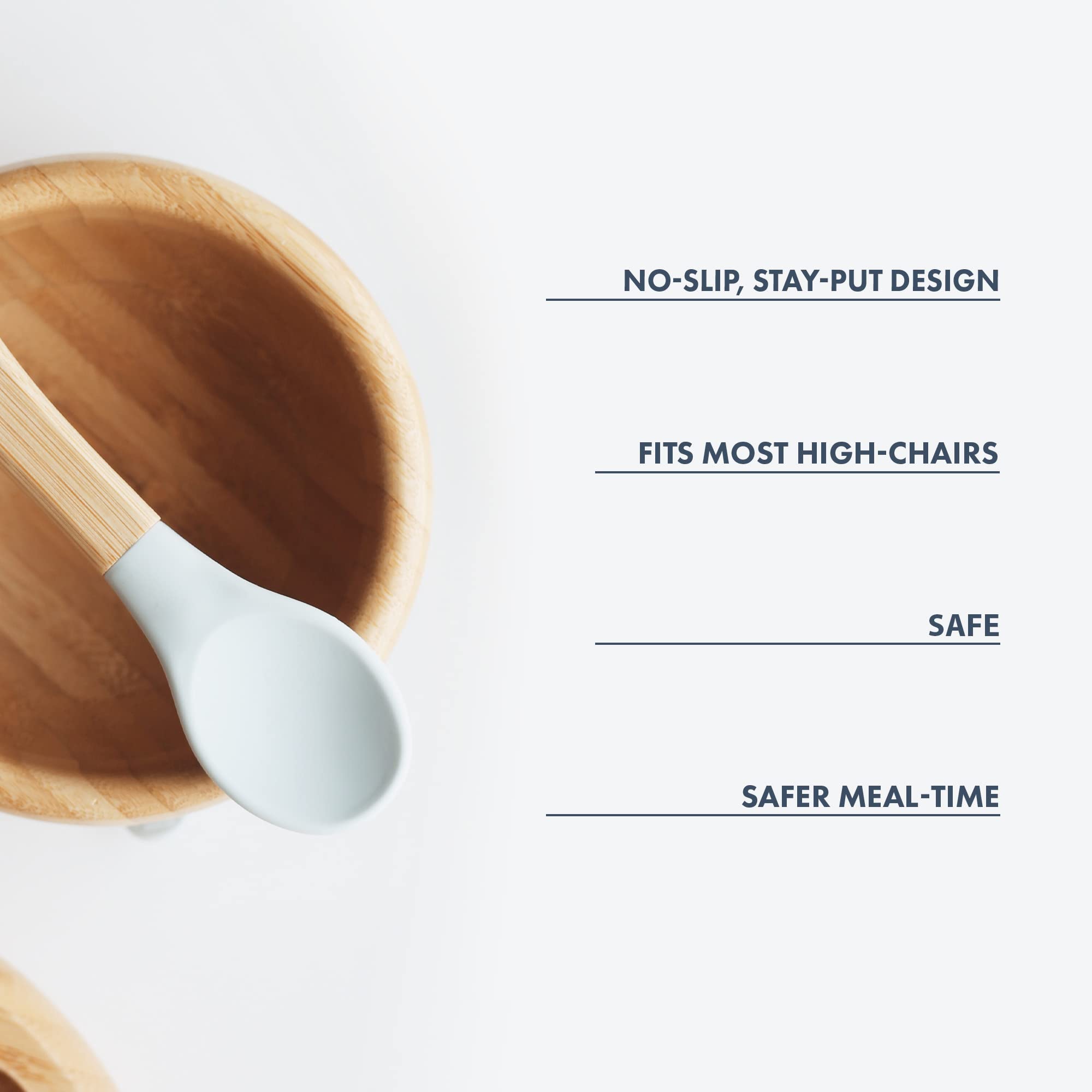 Avanchy Bamboo Baby Bowl with Spoon and Removable Silicone Suction Base – Non-Toxic, BPA-Free Feeding Bowl for Babies and Toddlers – Natural Bamboo Suction Bowl, Green