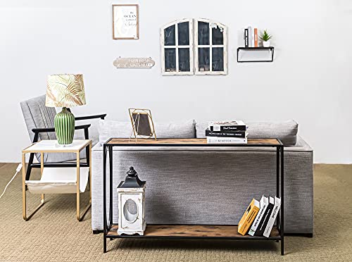 2 Tier Narrow Console Sofa Entryway Table with Storage Shelf for Living Room Hallway Foyer Corridor Office, 47" L x 9" W x 29" H