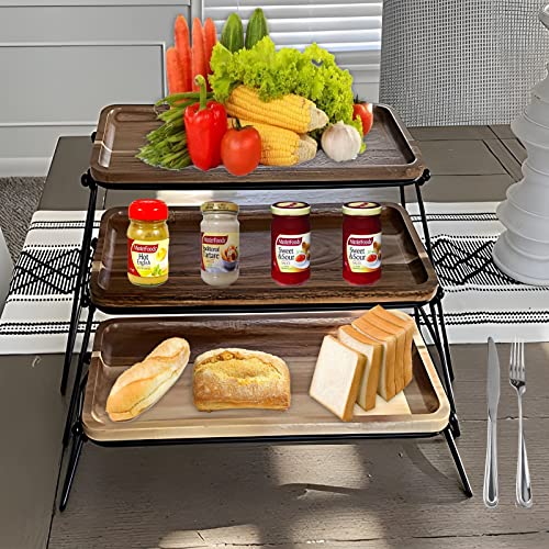 3 Tier Serving Tray,Tiered Tray Stand,Tiered Serving Tray(Bases are Collapsible and Can Be Used Alone Or Together)