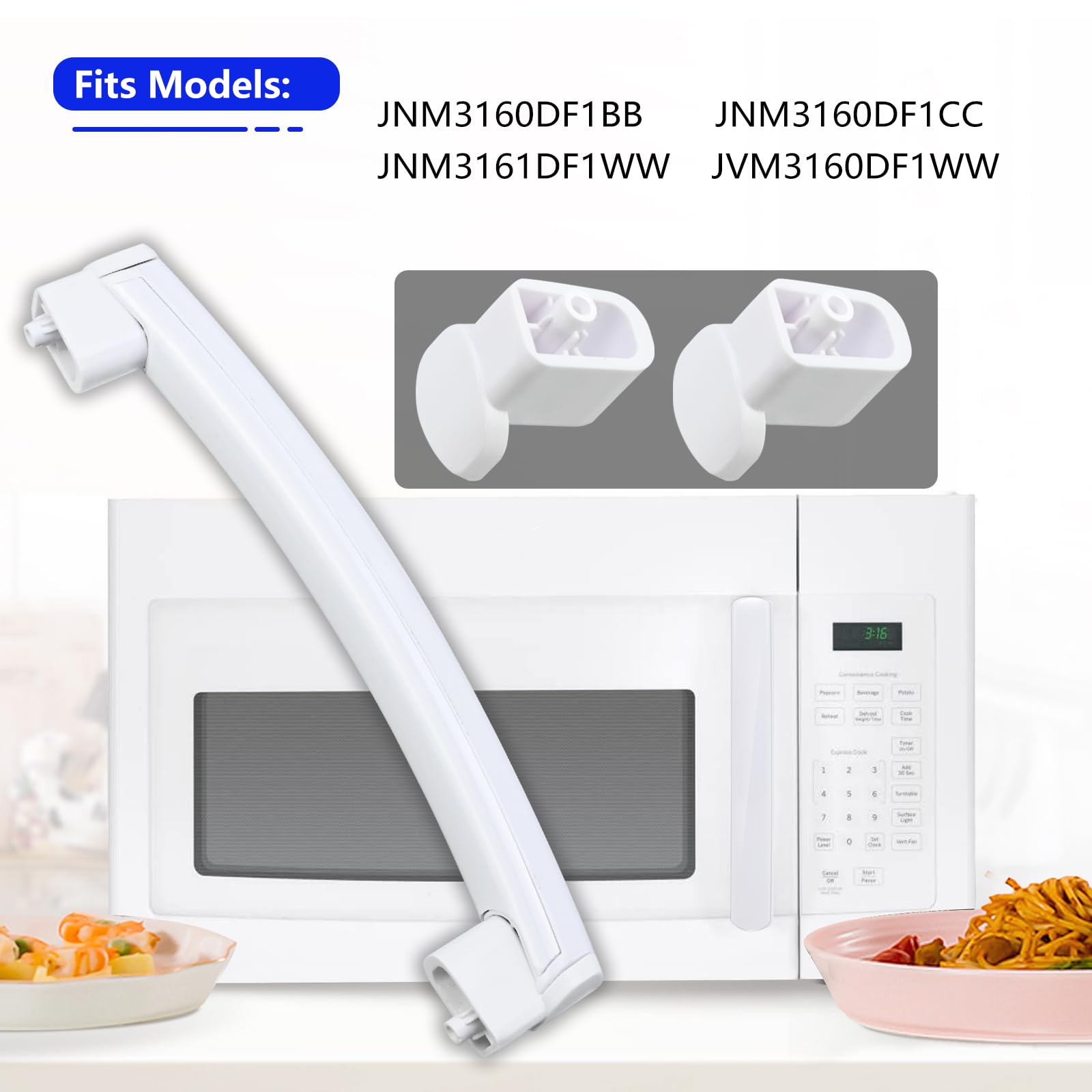 2 Pcs WB06X10943 White Microwave Handle Support, Part# AP5790057,3025054,PS8753758, Compatible with General Electric GE Hotpoint RCA Sears/Kenmore, Fits WB15X10276 Oven Door Replacement Handle
