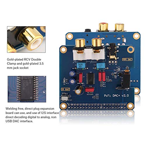 Integrated Negative Charge Pump HiFi DIGI Digital Audio Card I2S Interface PiFi DIGI DAC with Gold-Plated 3.5 mm Jack Socket for Raspberry PI 3 Model B / 2B / B