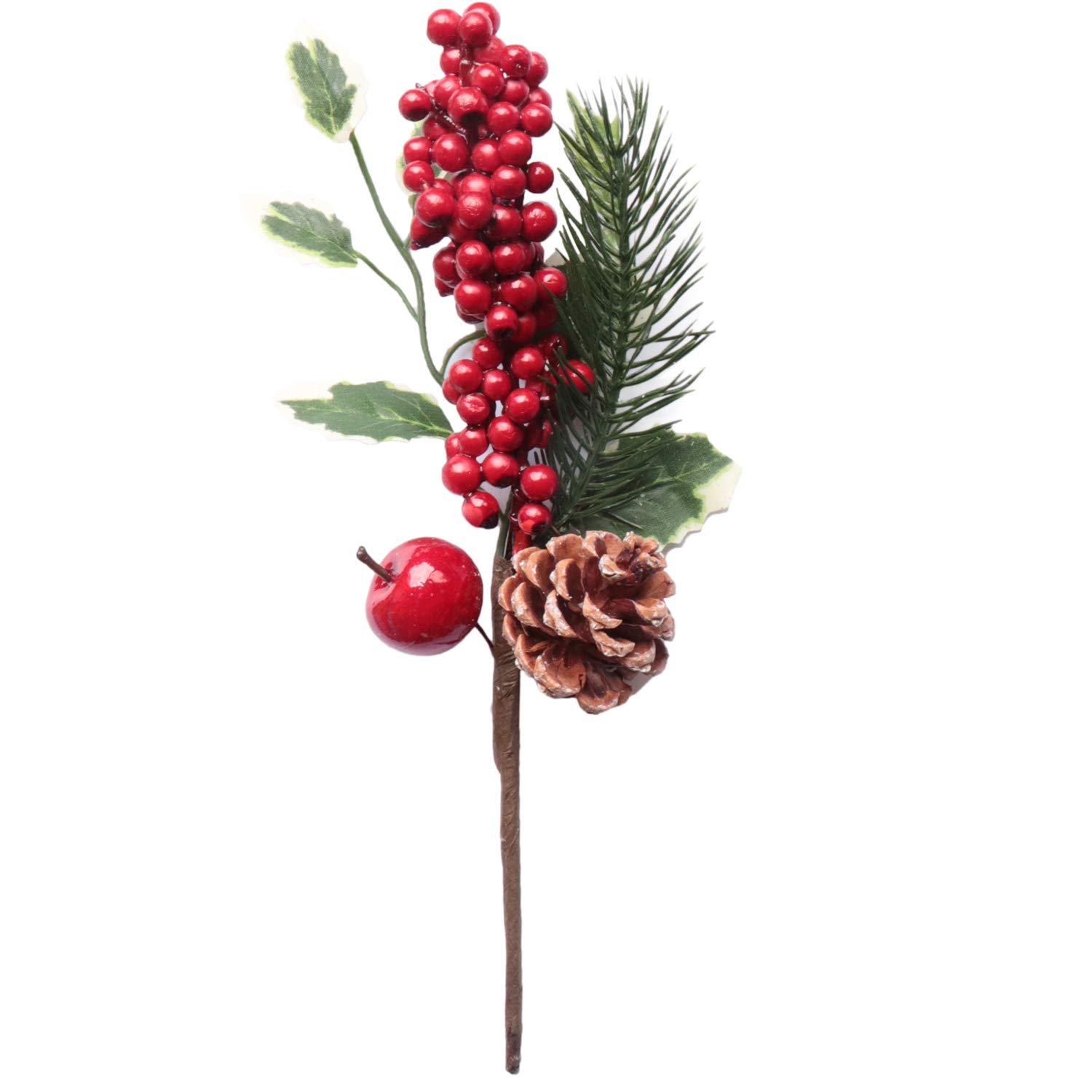 14PCS Artificial Berry Picks, Christmas Pine Picks with Red & White Berries Pine Cones for Christmas Decorations DIY Crafts Gift Wrapping Flower Arrangements Wreaths Holiday Floral Snowy Picks (14)
