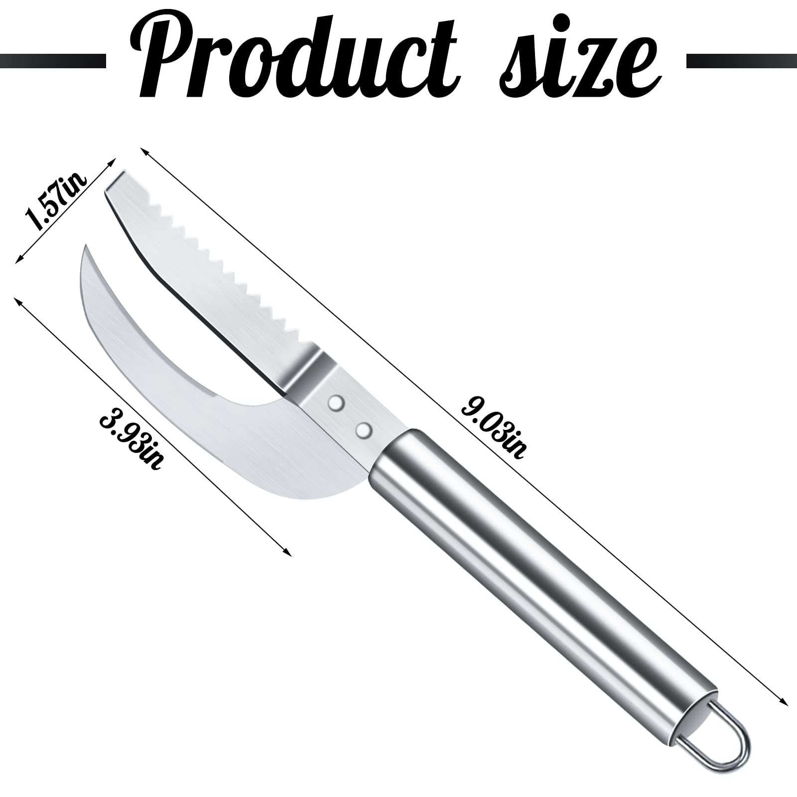 2 PCS 3 in 1 Stainless Steel Fish Maw Knife, Fish Scale Knife Cut Scrape Dig 3 in 1 Toolcaler Remover with Stainless Steel Sawtooth, Open Belly and Dig Out Fish Cleaner Tool Kitchen Accessory