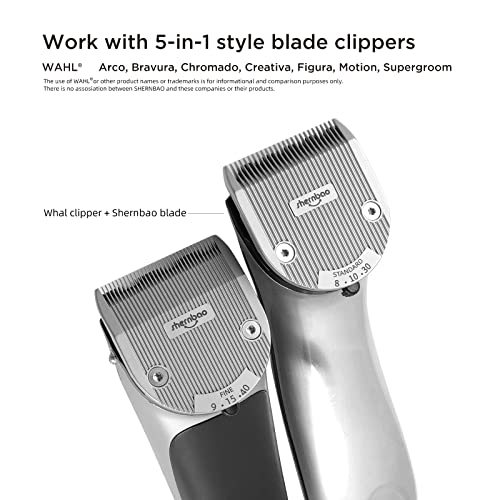 5IN1 Style Adjustable Pet Clipper Blades,Compatible with Wahl's Arco, Bravura, Chromado, Creativa, Figura, Motion, Supergroom Clippers. (NOT Compatible PGC-721 Clippers)(9-15-40#FINE)