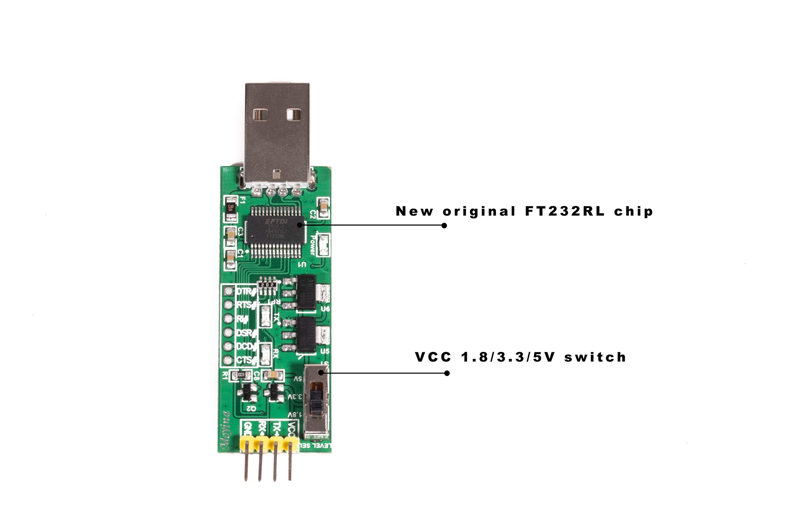 USB to TTL Serial Converter Adapter 1.8V 3.3V 5V FT232RL for Development Projects with Windows Mac Linux