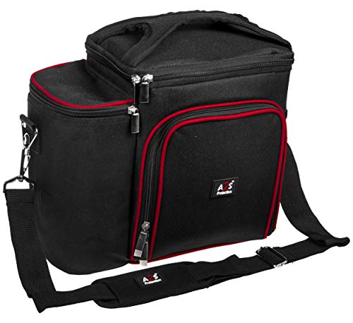 Large Meal Prep Lunch Box - Insulated Lunch Box For Women or Men - Perfect For Multiple Containers/Meals - Keep Food Cool and Organized - A2S Black/Red