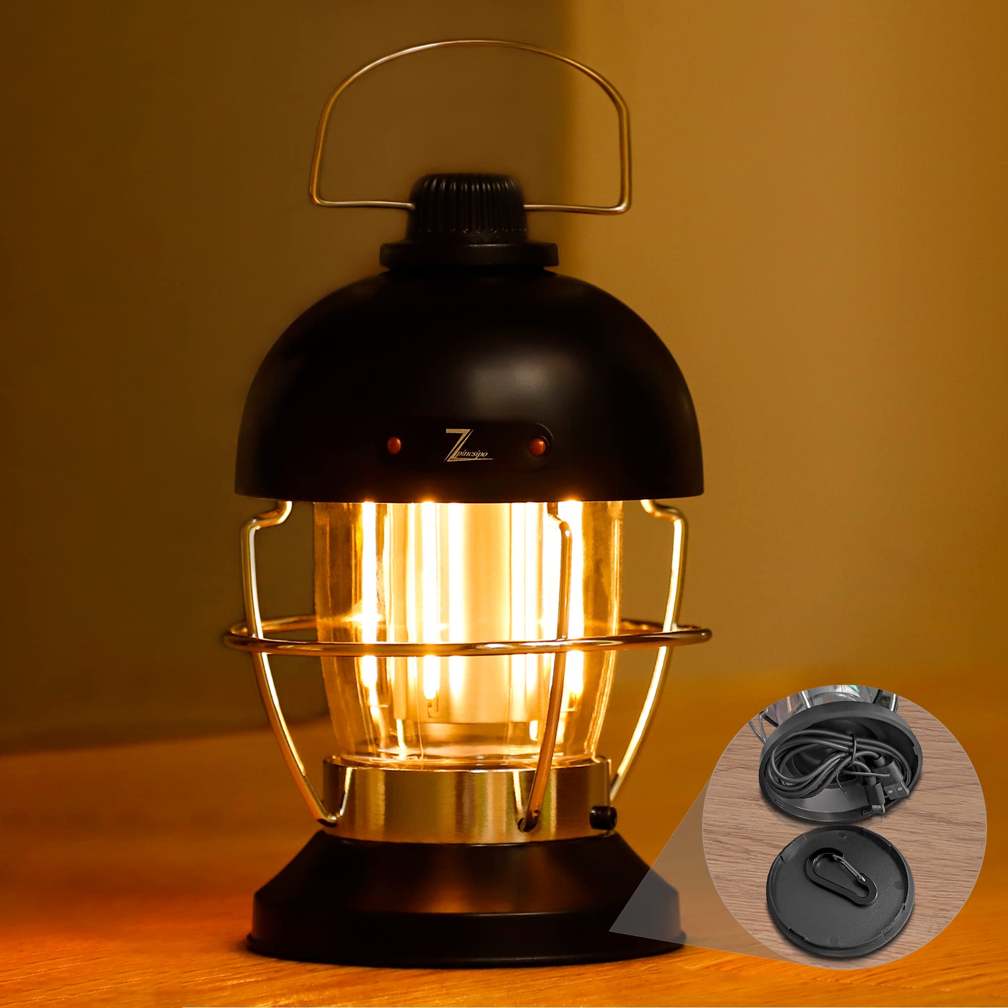 5000mAh Rechargeable Battery Powered LED Camping Lantern, Portable 400LM Retro Lamp,100H Runtime,Stepless Dimmer,3 Light Modes,Waterproof Emergency Light Flashlight Torch for Outdoor,Power Outage,Tent