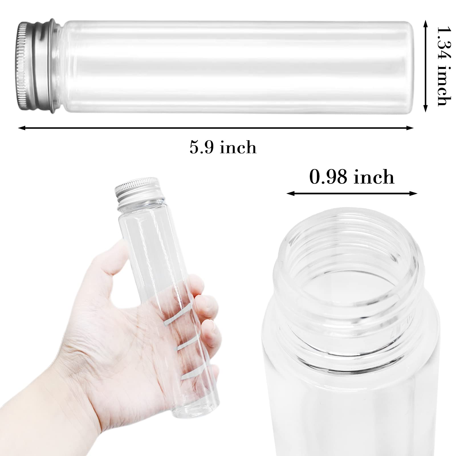20 Pcs Test Tubes,115 ML Clear Plastic Test Tubes with Screw Caps,Flat-Bottomed Test Tubes with Lids for Plant Propagation,Jewelry,Gumball,Candy,Bath Salt Container,Science Party