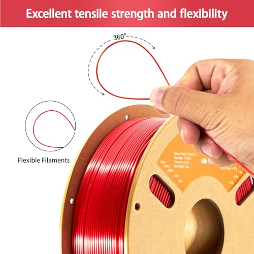 ERYONE Ultra Silk PLA Filament for 3D Printer, 1.75mm +/- 0.03mm, 1kg (2.2LBS)/Spool, Ultra Silk Red