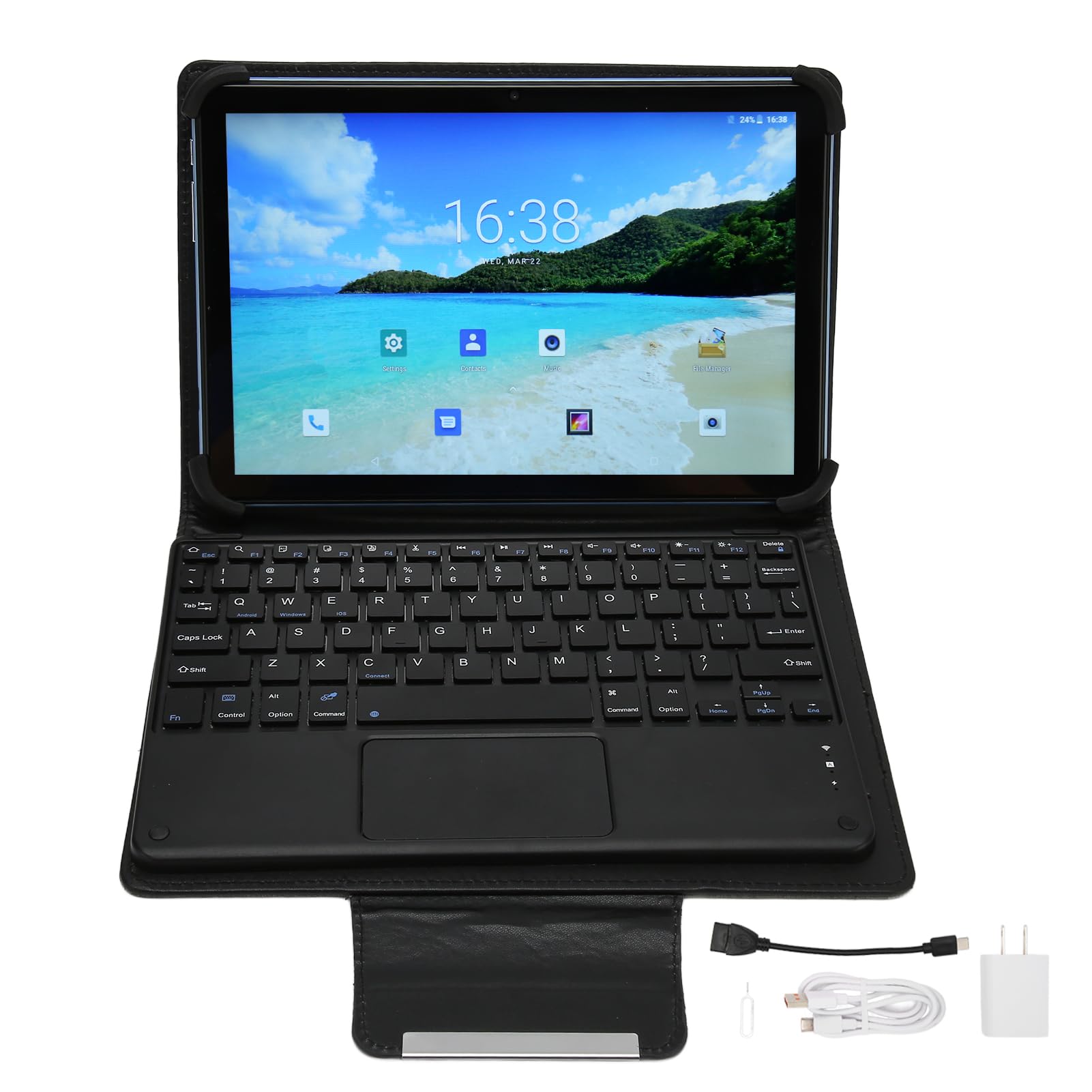 2 in 1 Tablet 10.1 Inch, Gaming Tablet with BT Keyboard, Dual Camera and Speakers, 8GB RAM 256GB ROM, 8 Core CPU, 5G WiFi, 4G LTE Tablet for Android 12 (US Plug)