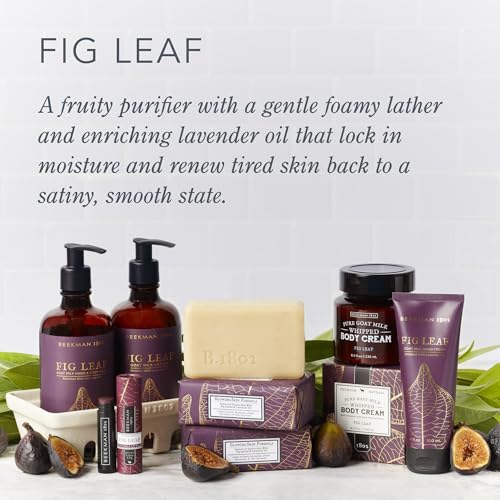 Beekman 1802 Goat Milk Body Soap Bar, Fig Leaf - Scented - 9 oz - Nourishes, Moisturizes & Hydrates - 100% Vegetable Soap with Lactic Acid - Good for Sensitive Skin - Cruelty Free