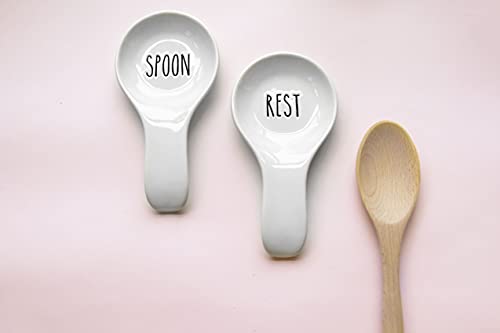 VILIGHT Ceramic Spoon Holder for Stove Top - Farmhouse Kitchen Accessories Decor - Spoon Rest for Kitchen Counter - Gifts for Cooking Lovers - White Ladle Holder